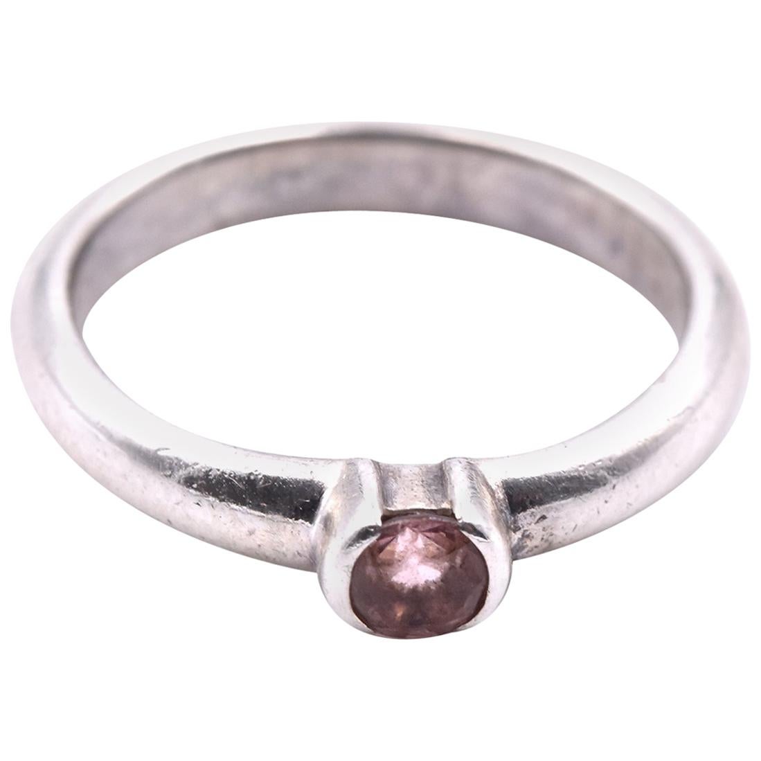 Tiffany and Co. Sterling Silver Morganite Solitaire Ring at 1stDibs ...