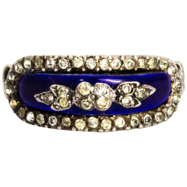 Victorian Paste and Enamel Silver Ring at 1stDibs