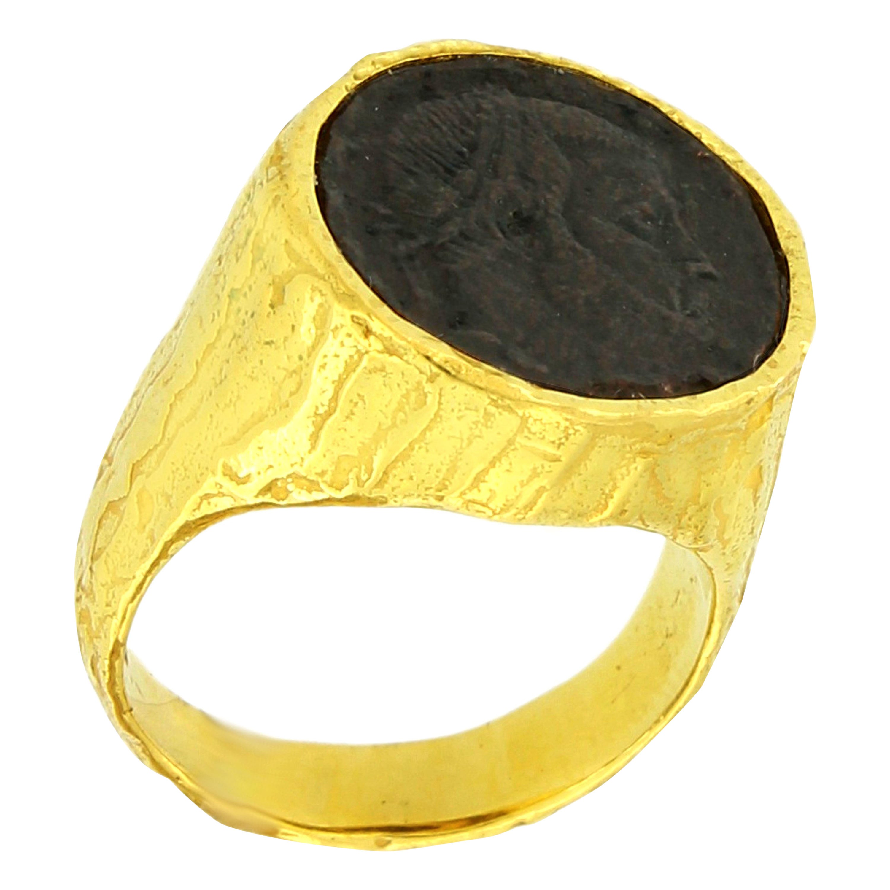Sacchi Ancient Roman Coin Ring 18 Karat Yellow Gold Monete Ring For ...