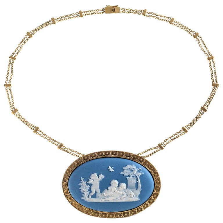Wedgewood Antique Cameo Spring Summer Putti Psyche Gold Pendant ...