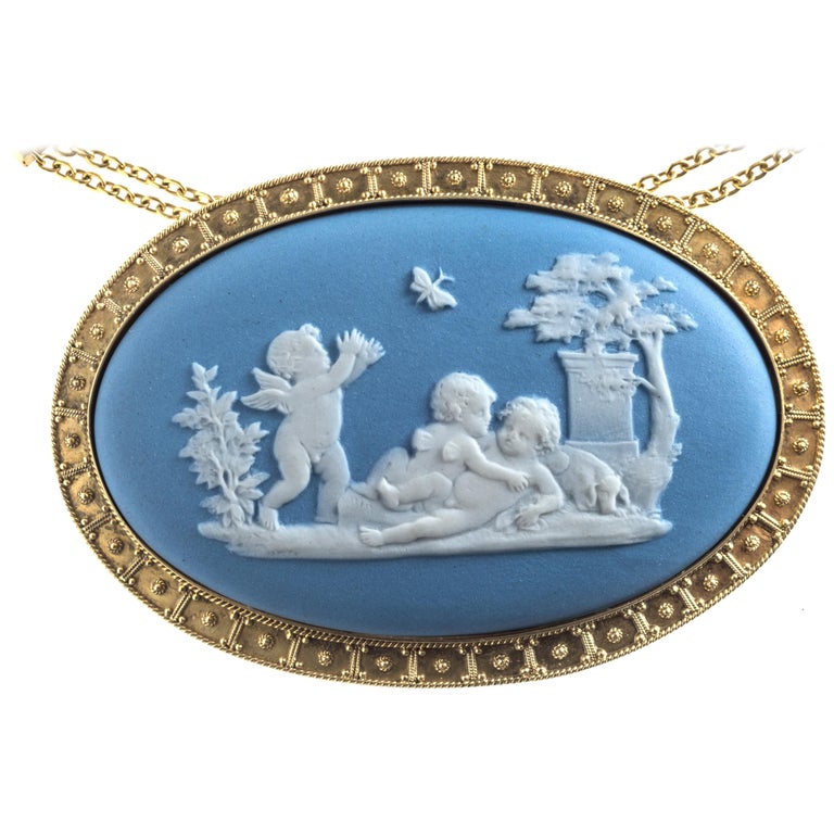 Wedgewood Antique Cameo Spring Summer Putti Psyche Gold Pendant ...