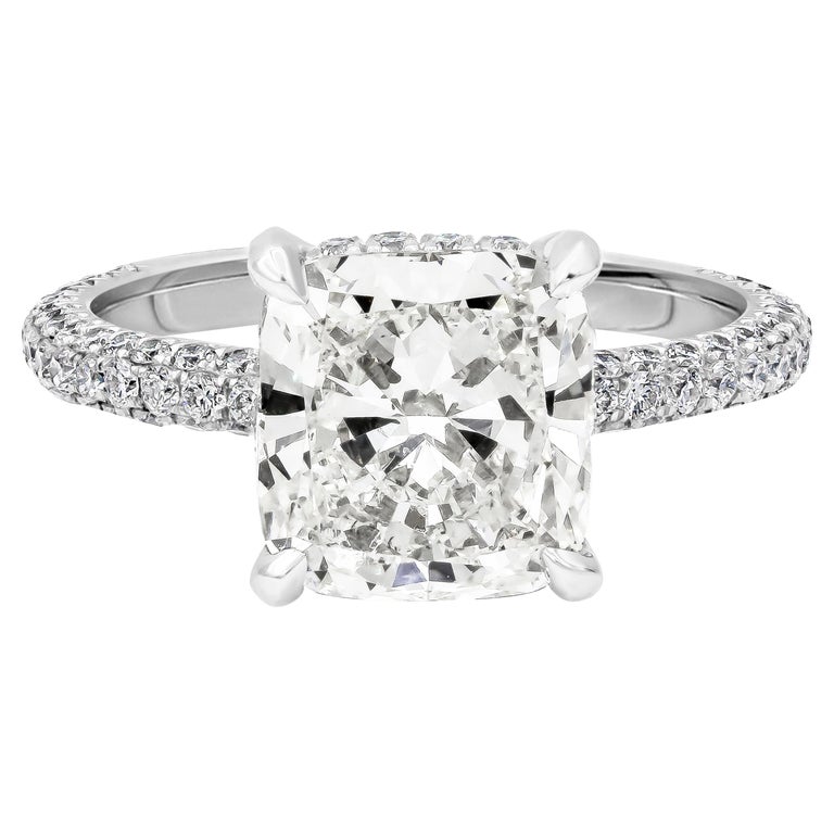 GIA Certified Cushion Cut Diamond Micro-Pave Engagement Ring at 1stDibs ...