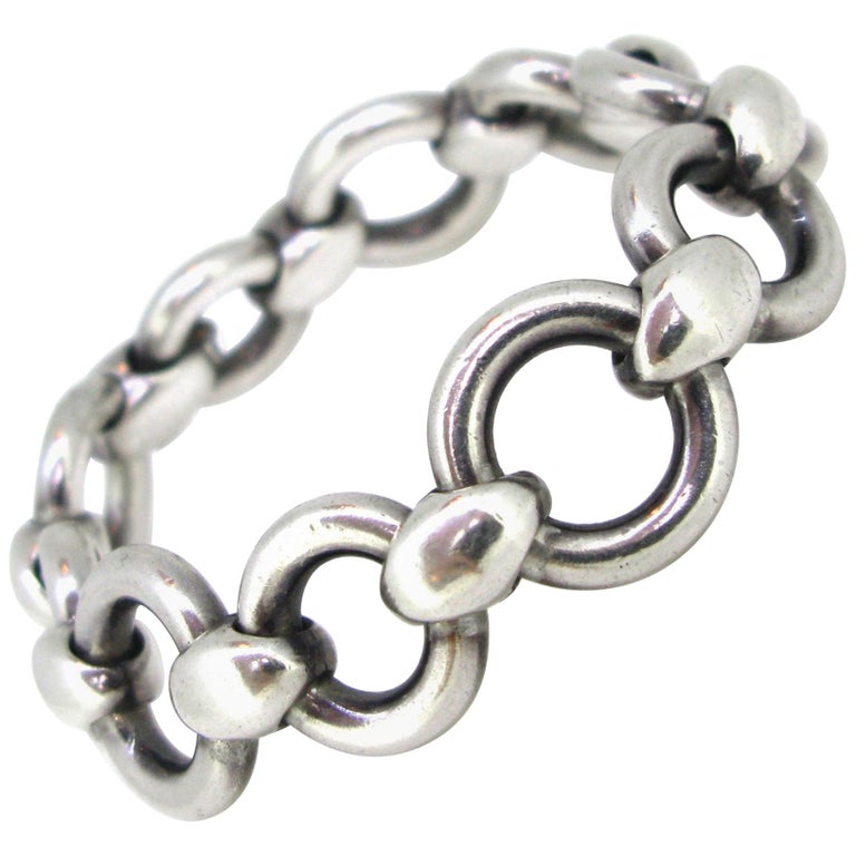 Hermès Round Links Chain Silver Bracelet at 1stDibs