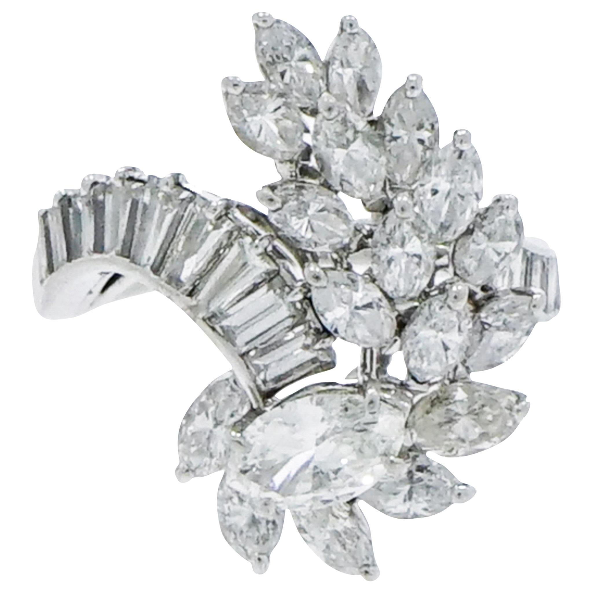 Platinum Waterfall Swirl Diamond Cocktail Ring at 1stDibs | waterfall ...