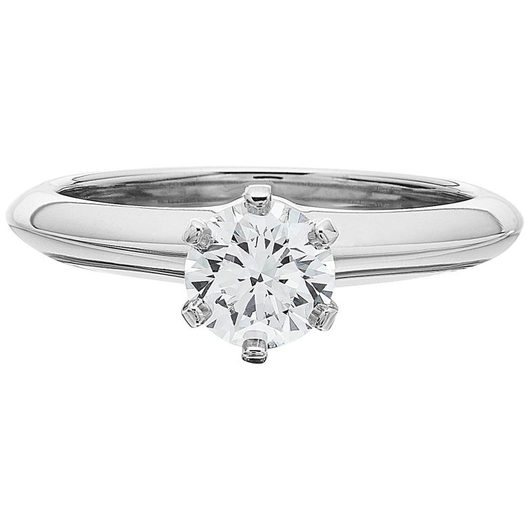 Tiffany Platinum single stone/Solitaire round brilliant 0.69ct H IF ...