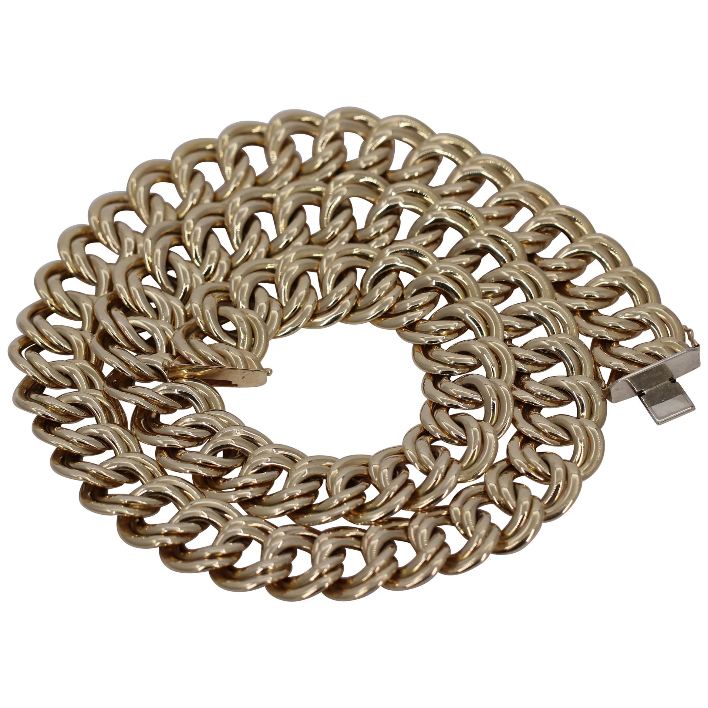Long French Gold Link Necklace- Smaller in Scale and Lightweight at 1stDibs