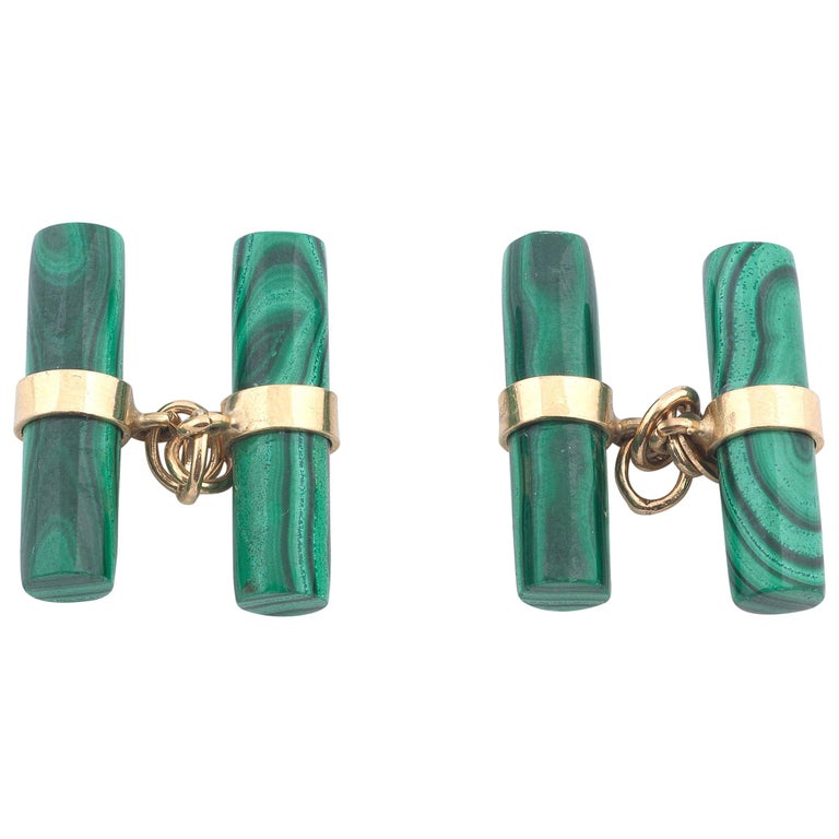 Gold and Malachite Cufflinks at 1stDibs