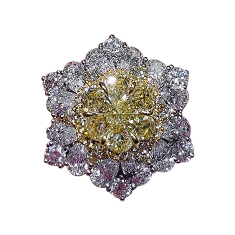 Illusion Pie Cut Fancy Yellow Diamond Ring For Sale at 1stDibs | pie ...