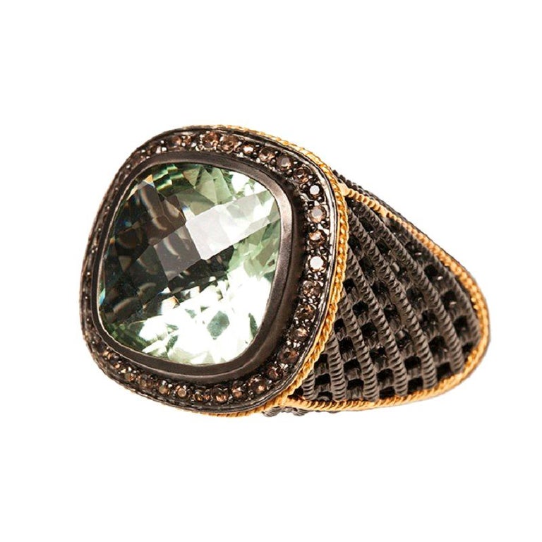 Ammanii Signet Black Ruthenium Ring with Gemstone For Sale at 1stDibs