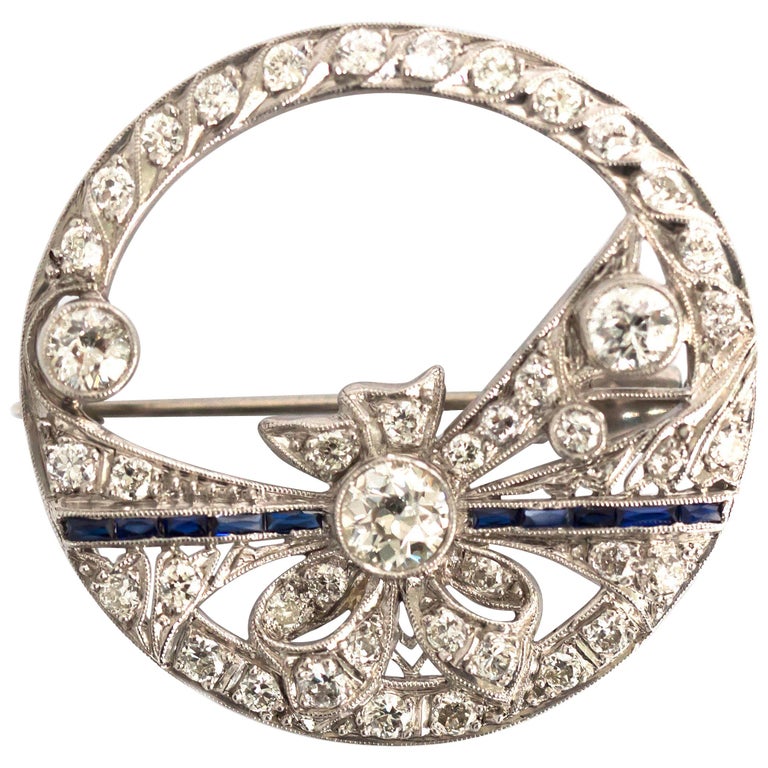 .40 Carat Diamond Platinum Brooch at 1stDibs