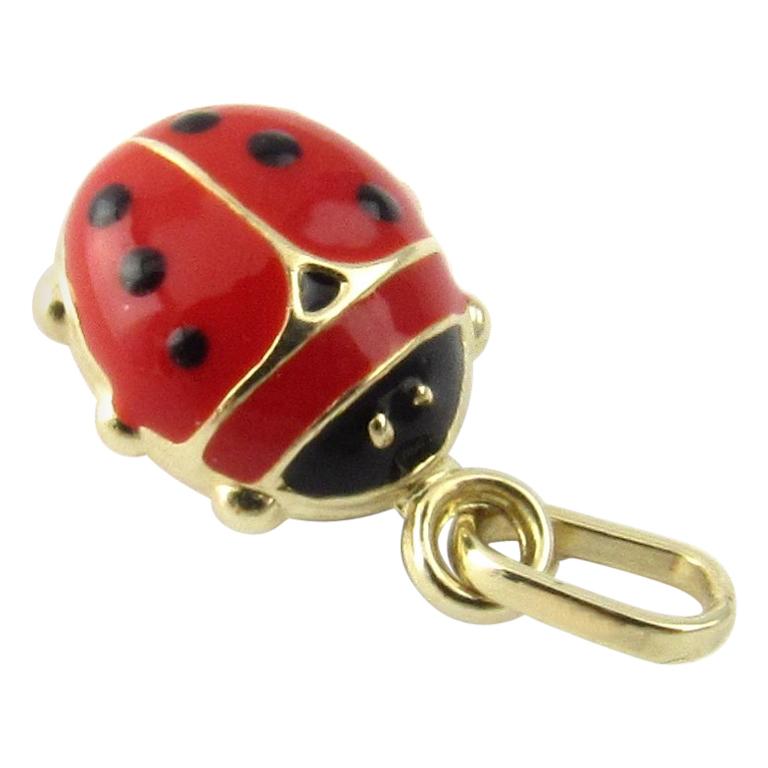 14 Karat Yellow Gold and Enamel Ladybug Charm at 1stDibs