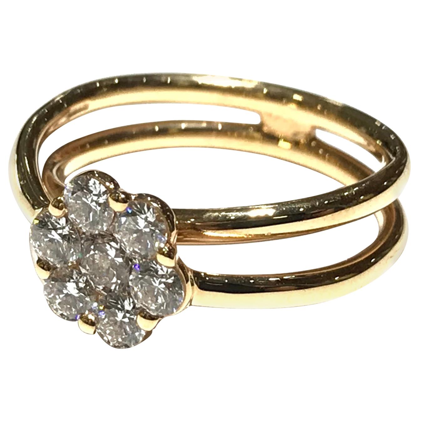 Crivelli Diamond Criss Cross Flower Ring 1.00 Carat Diamond VS Clarity ...