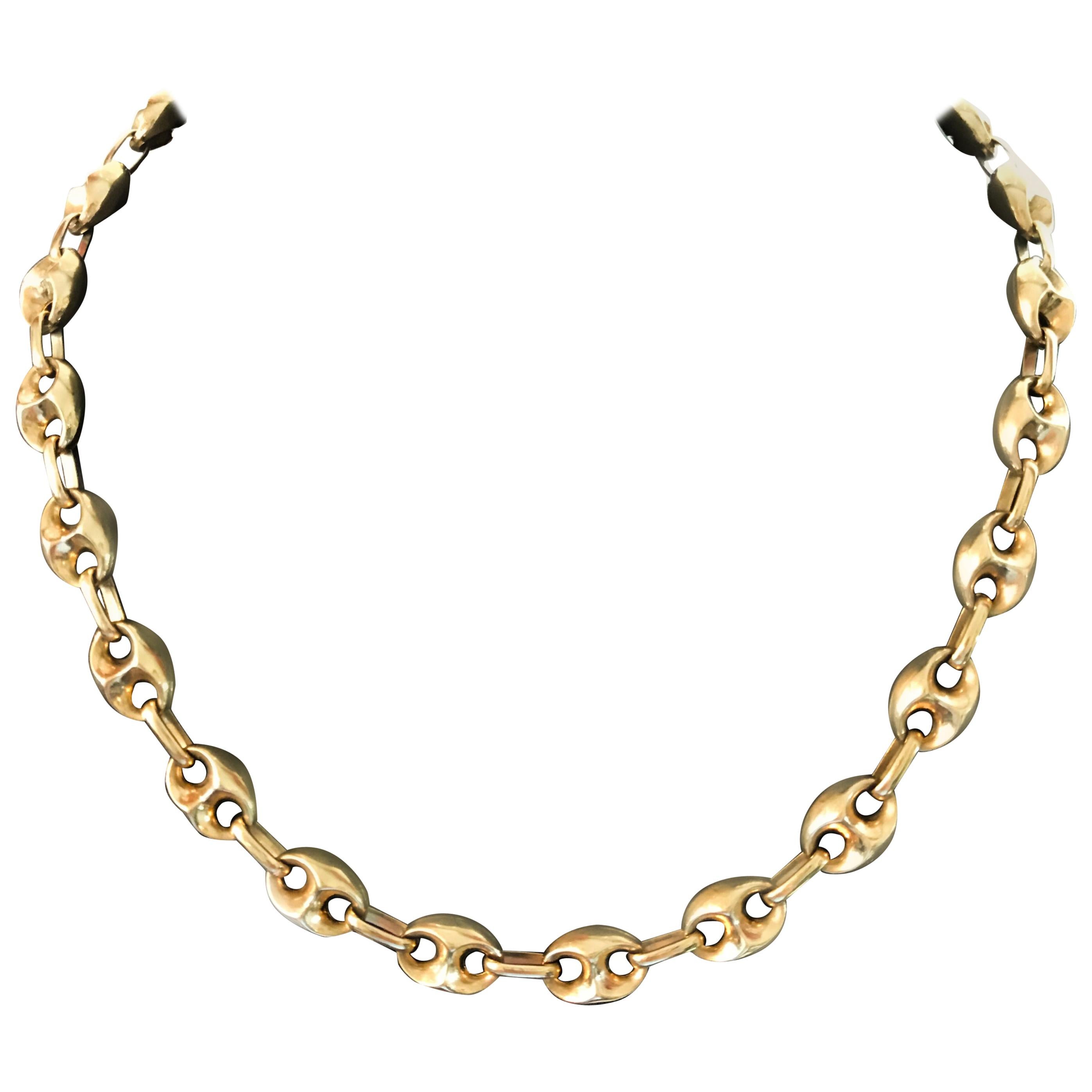 18 Karat Yellow Gold Mariner Style Link Chain Necklace For Sale at ...