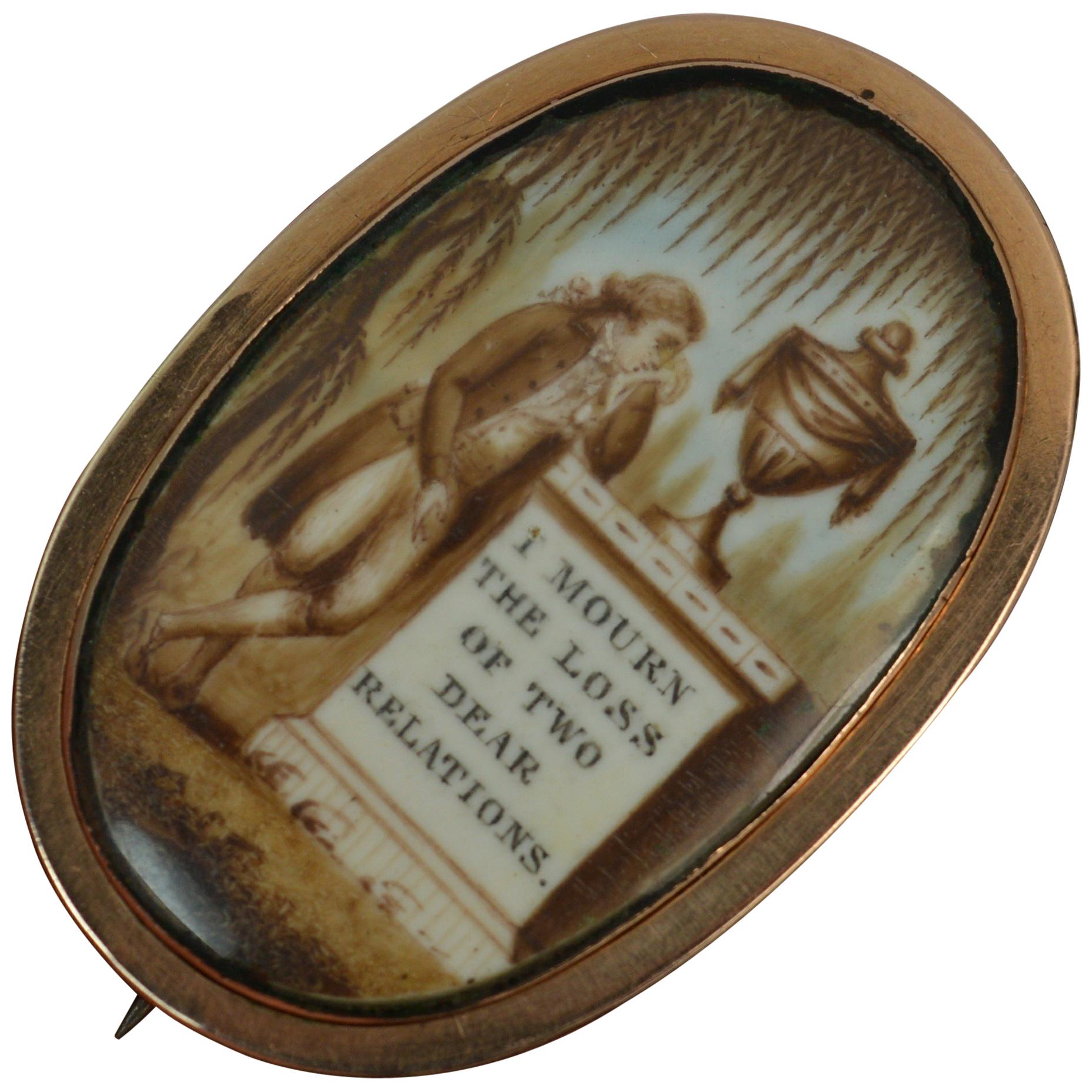 Large Georgian Sepia Miniature Pin/Pendant For Sale at 1stDibs