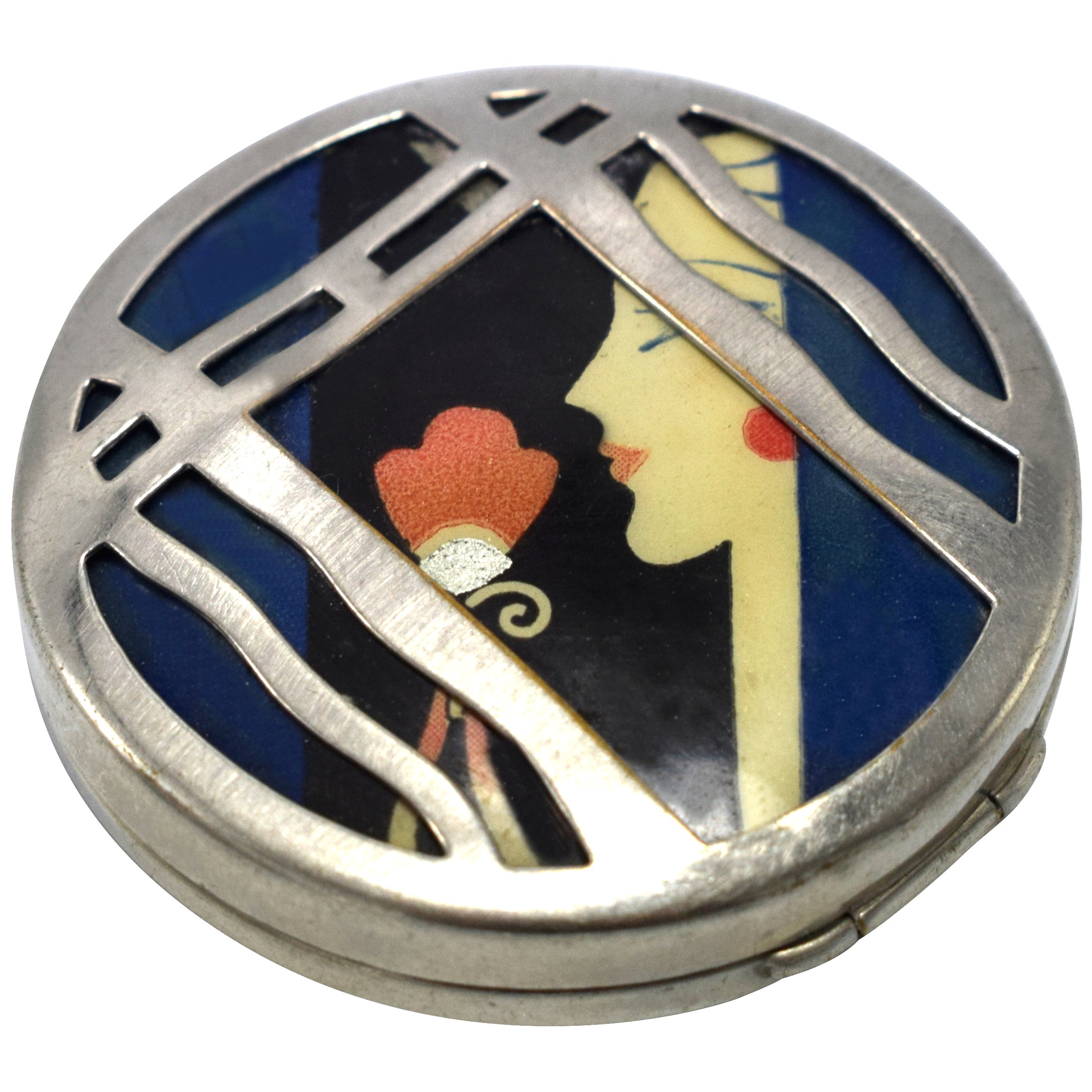 1920s Tiffany and Co. France Art Deco Enameled Sterling Silver Compact ...