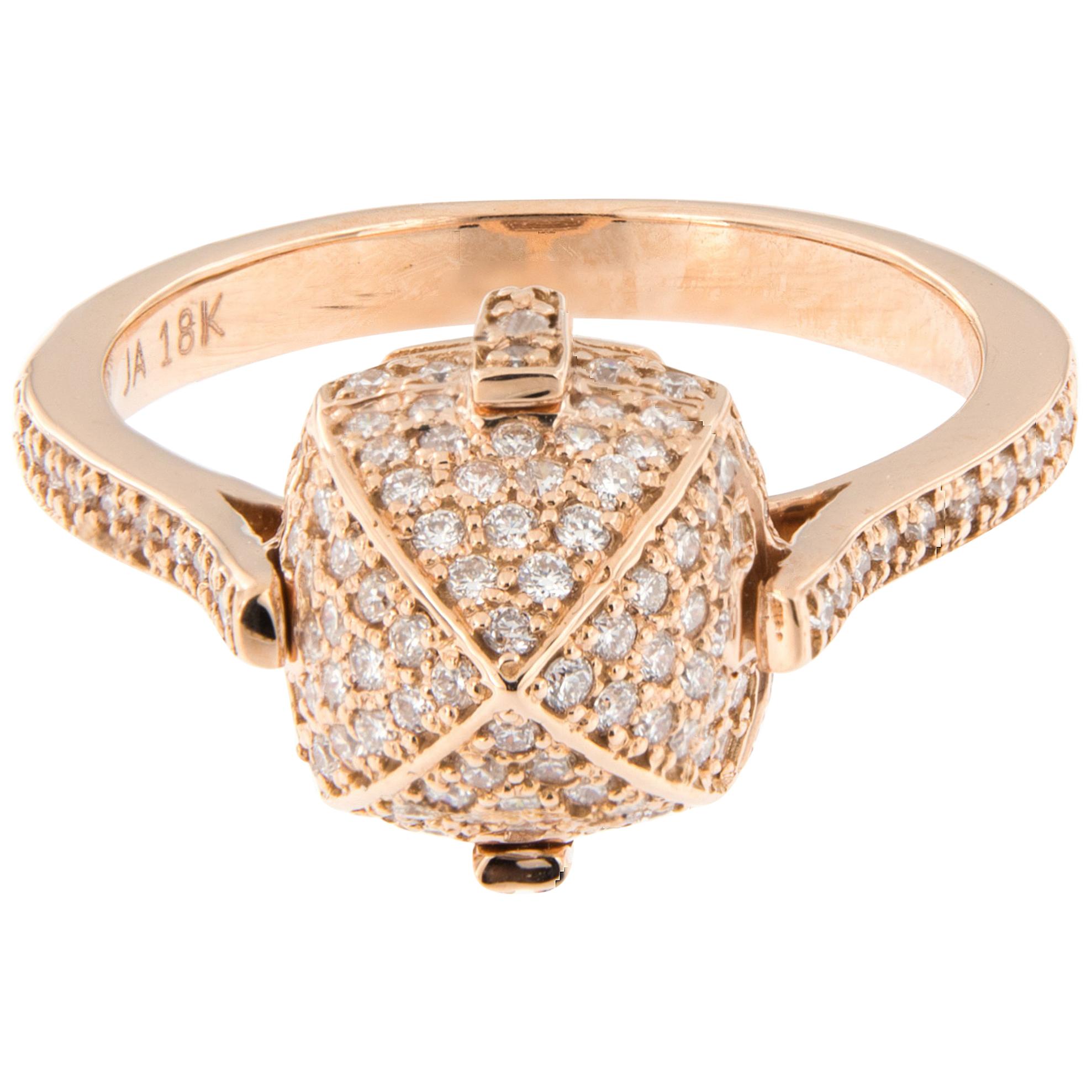 Pretty in Pink 18 Karat Rose Gold Sugarloaf Diamond Ring For Sale at ...
