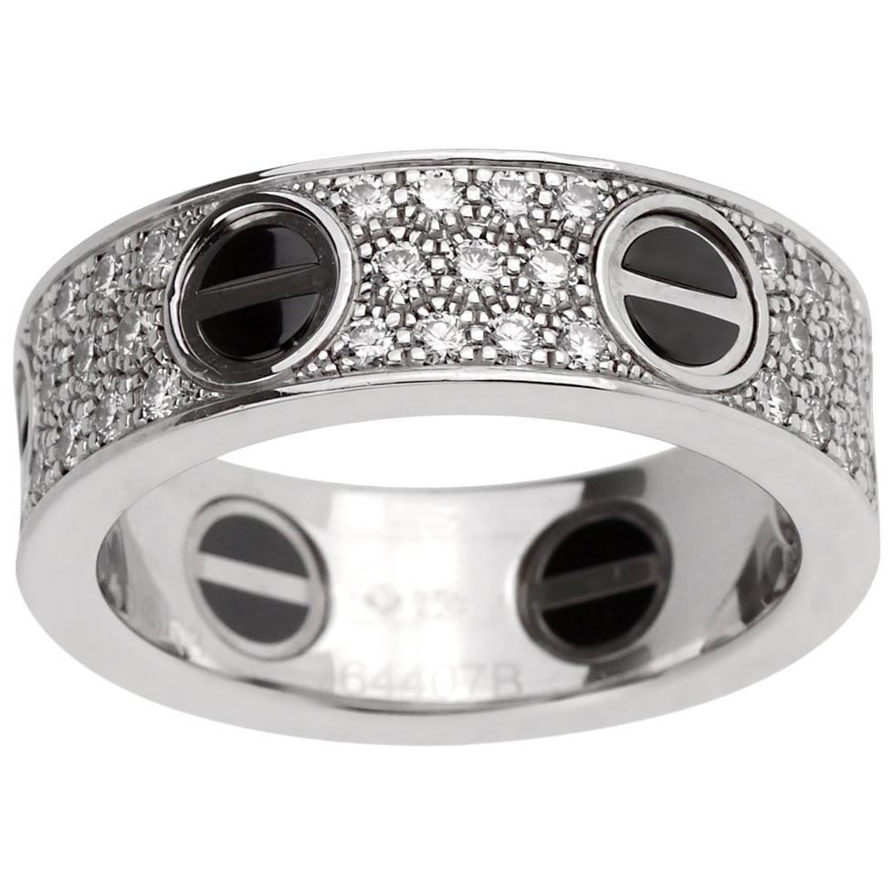 Cartier Love Ceramic Diamond Gold Ring at 1stDibs