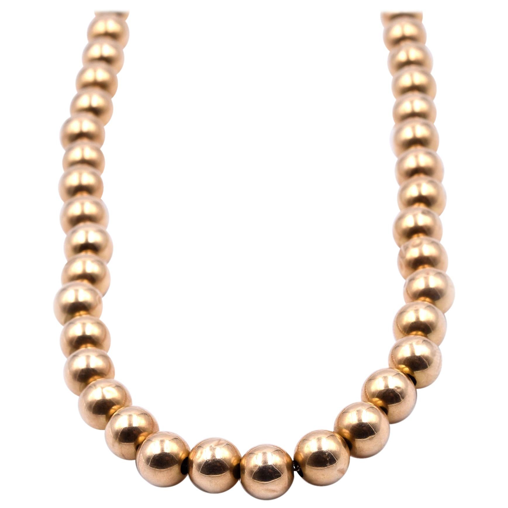 14 Karat Yellow Gold Ball Necklace at 1stDibs
