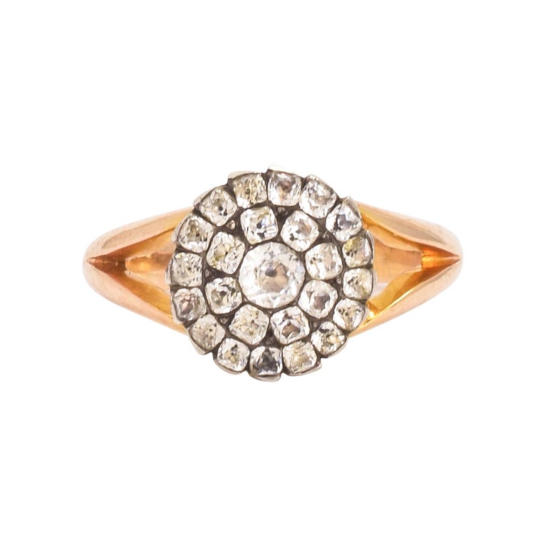 Antique Georgian White Paste Cluster Ring at 1stDibs