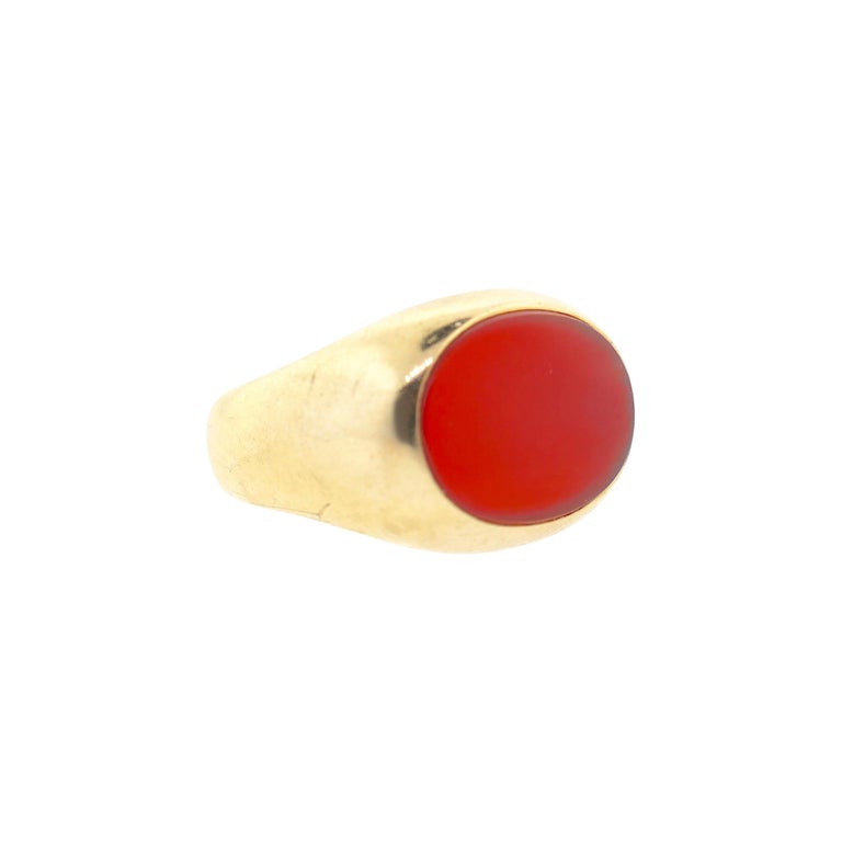 Tiffany and Co. 14 Yellow Karat Yellow Gold Carnelian Signet Ring at 1stDibs