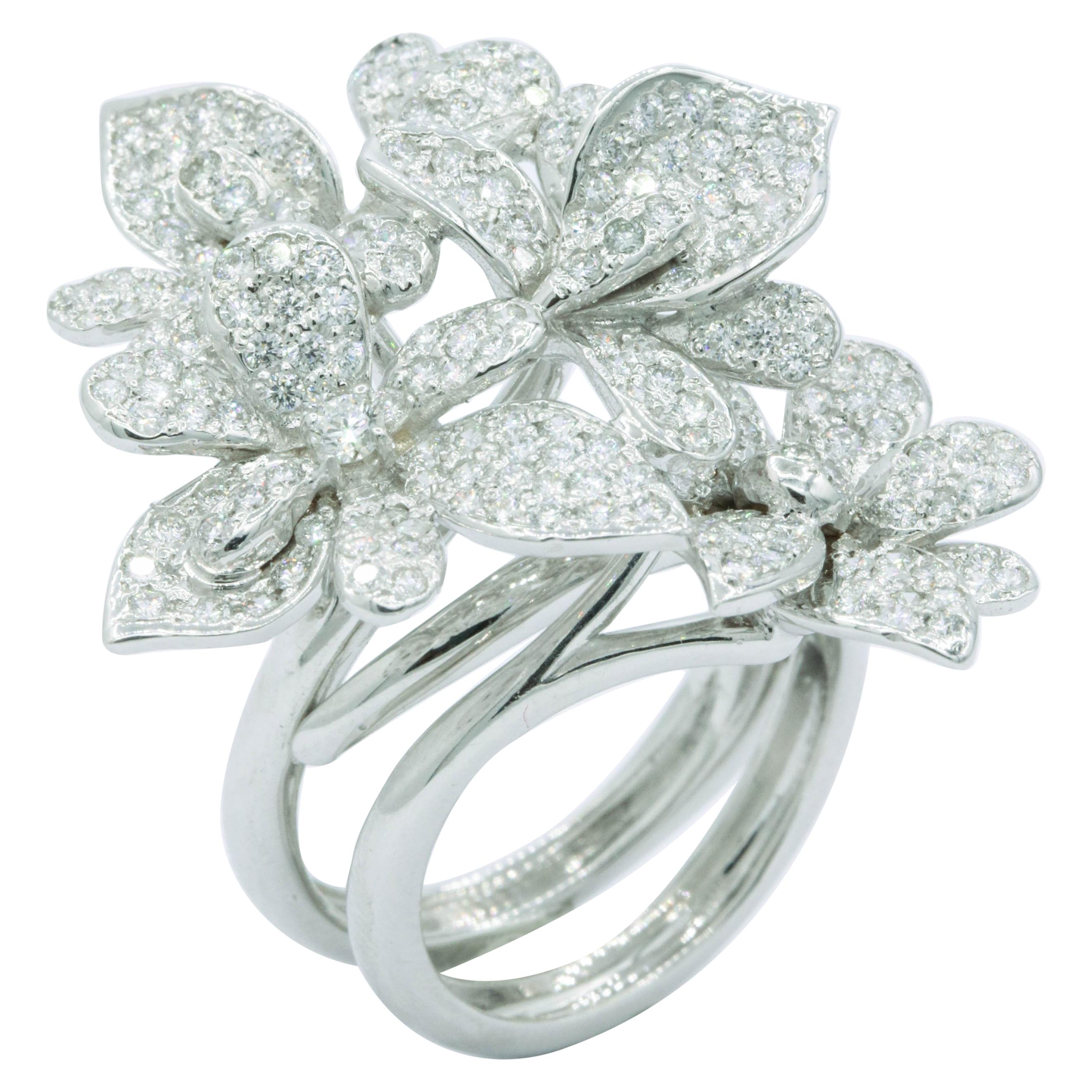 Diamond Floral Two-Finger Ring, 2.58 Carat at 1stDibs | two finger ...