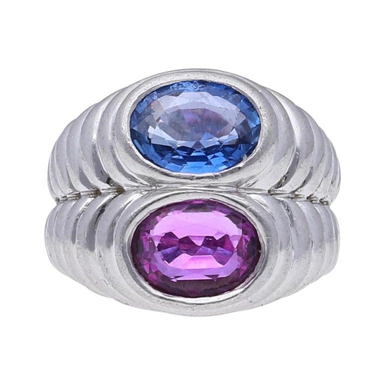 1980 Bulgari Multicolored Sapphires Platinum Doppio Ring at 1stDibs ...