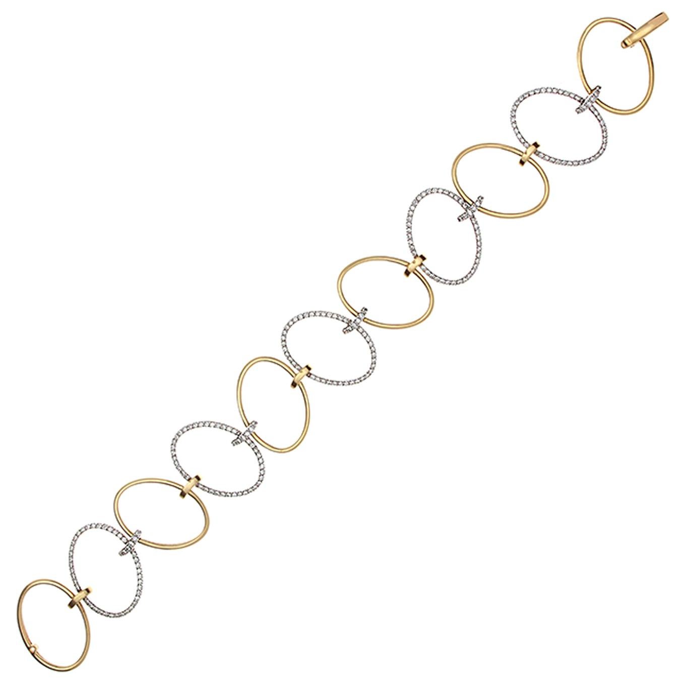 Ruby Diamond Double-Row Two-Tone Gold Bracelet For Sale at 1stDibs