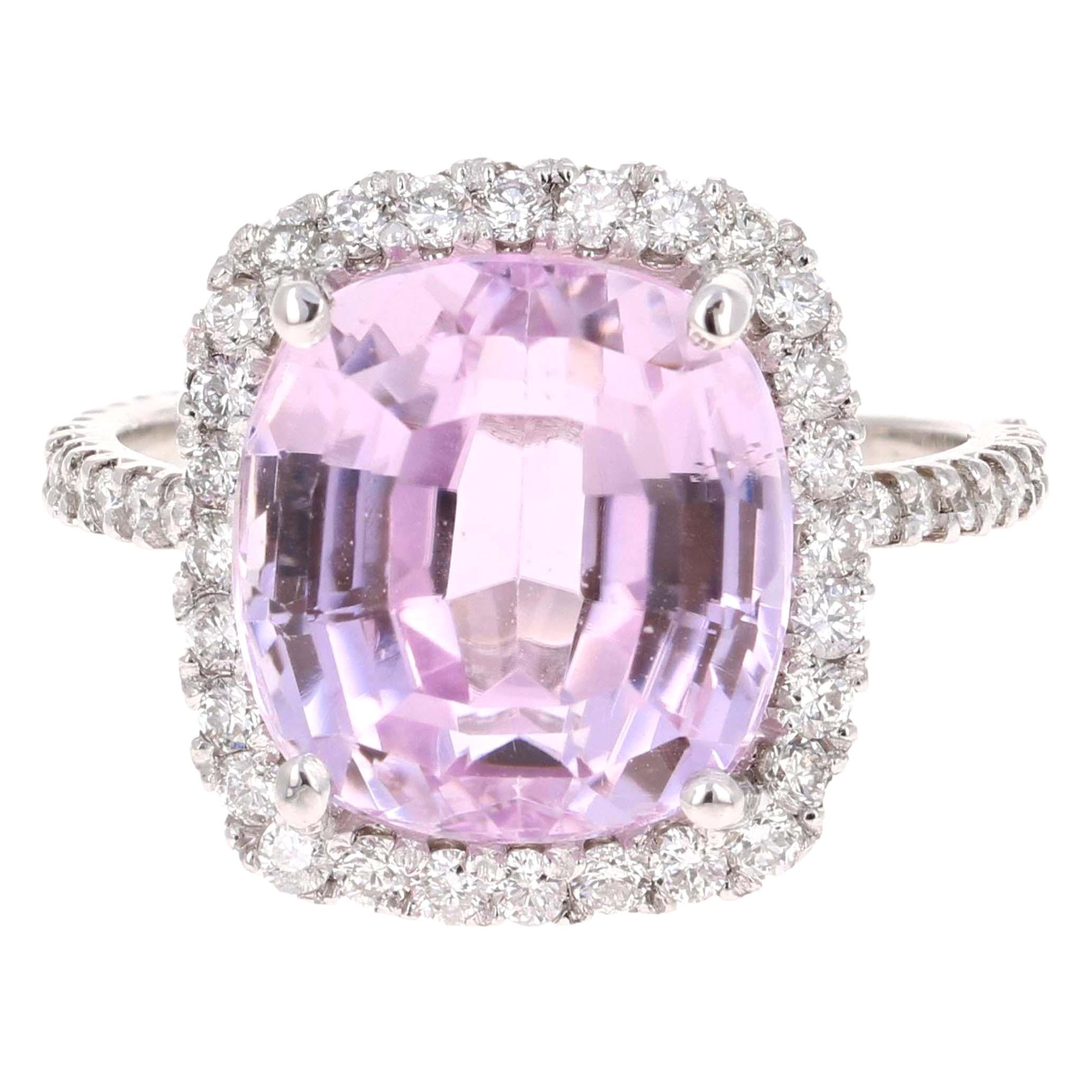 8.92 Carat Kunzite Diamond White Gold Engagement Ring at 1stDibs ...