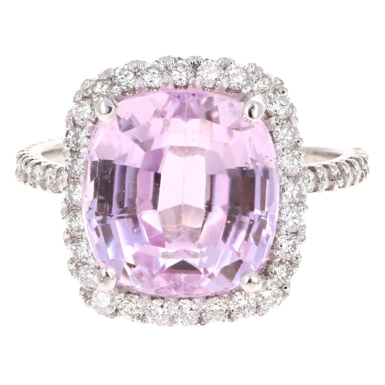 8.92 Carat Kunzite Diamond White Gold Engagement Ring at 1stDibs ...
