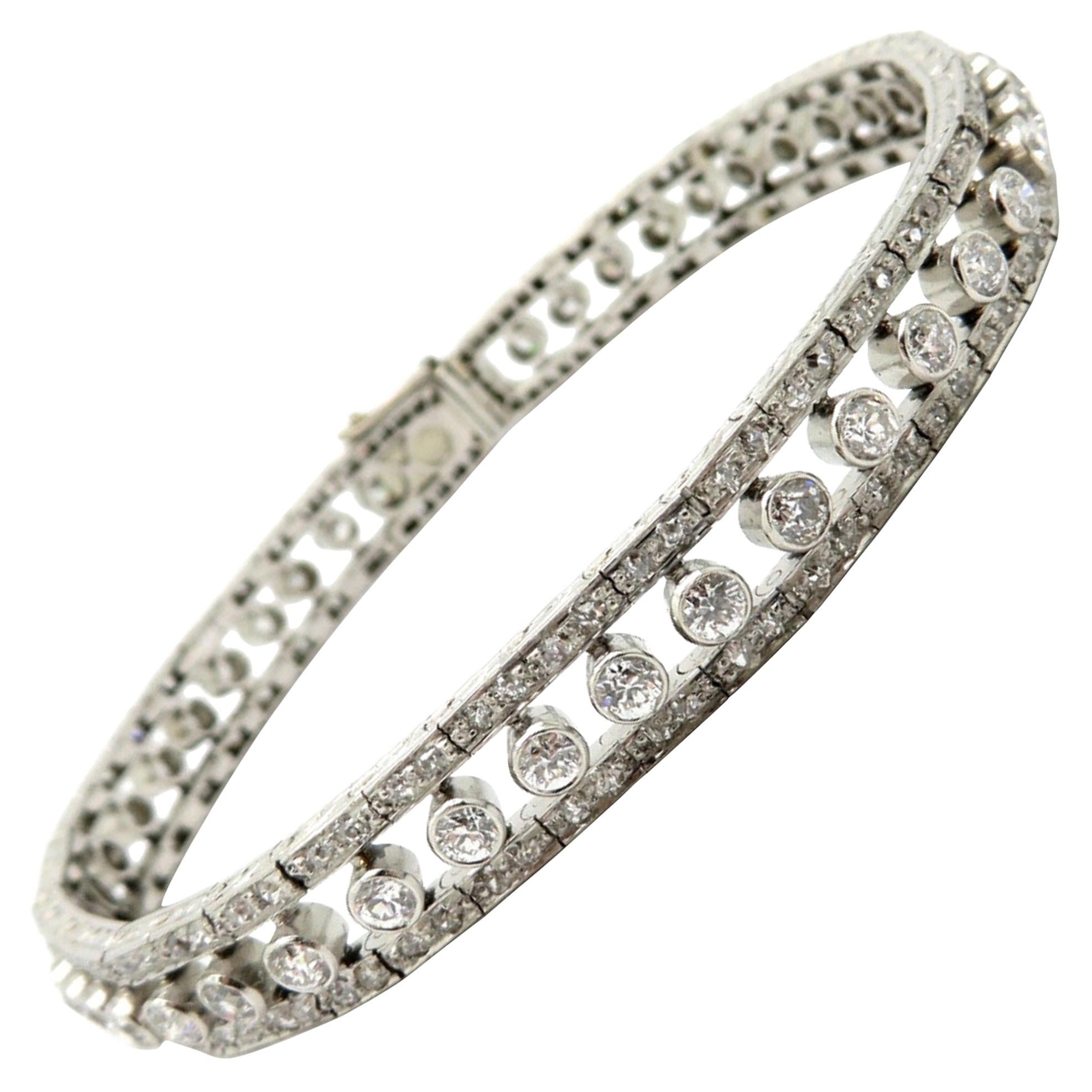 Tiffany And Co Art Deco Diamond Platinum Tennis Bracelet For Sale At