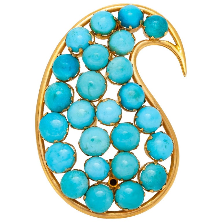 Turquoise Brooch For Sale at 1stDibs