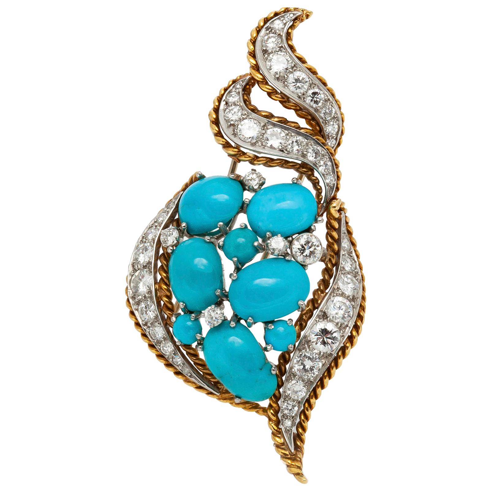 Turquoise Brooch For Sale at 1stDibs