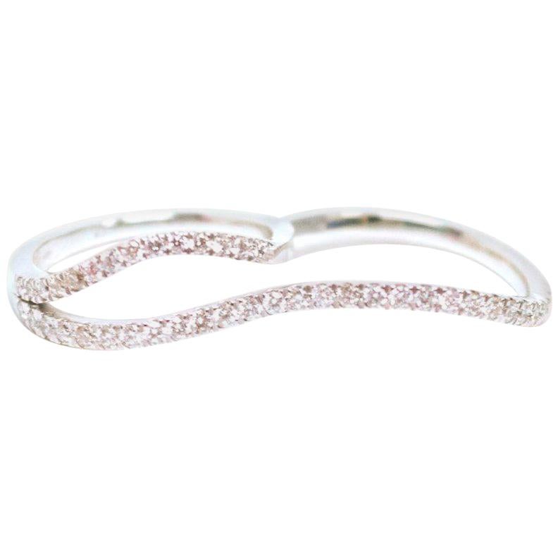 Bespoke 18 Karat White Gold Diamond Two Finger Ring at 1stDibs | two ...