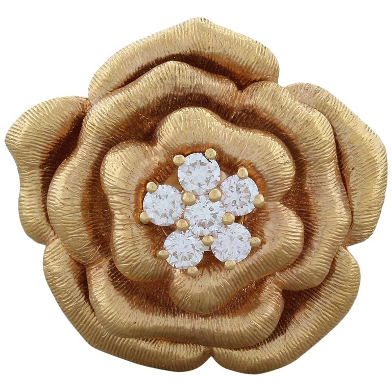 Diamond Gold Rose Flower Ring at 1stDibs | rose gold flower ring ...