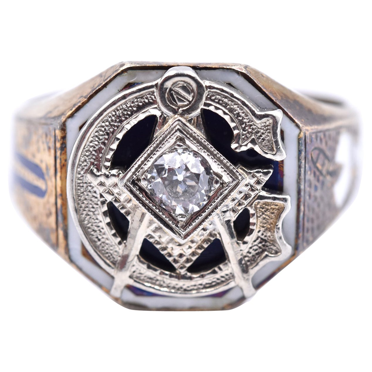 Diamond Ruby Gold and Masonic Shriner's Past Potentate Ring at 1stDibs