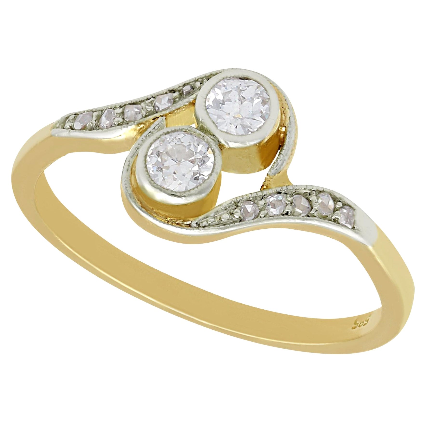 1920s Diamond Pearl Cross over Twist Ring, Diamond Shoulders at 1stDibs