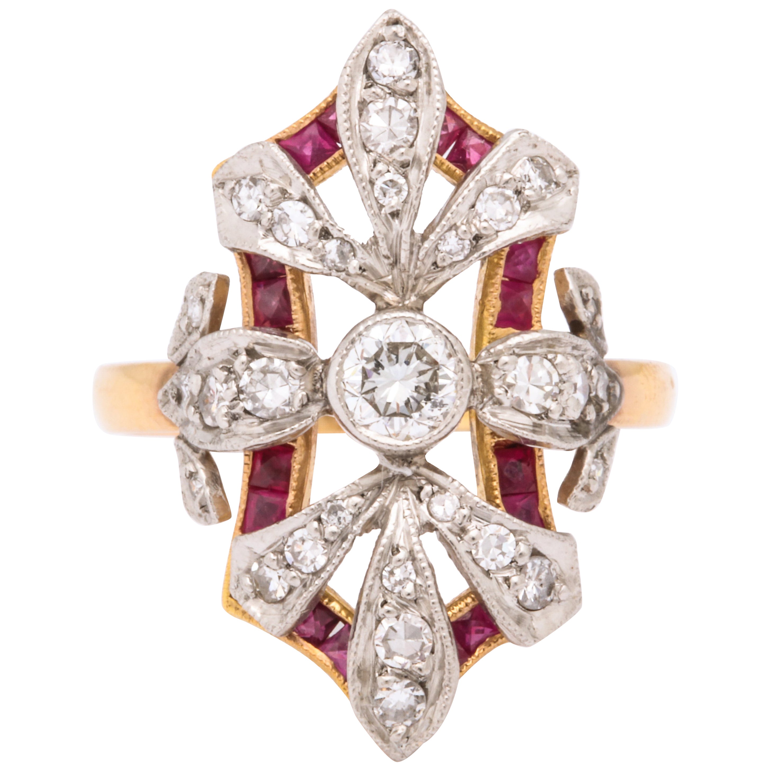 Diamond Ruby Gold and Masonic Shriner's Past Potentate Ring at 1stDibs