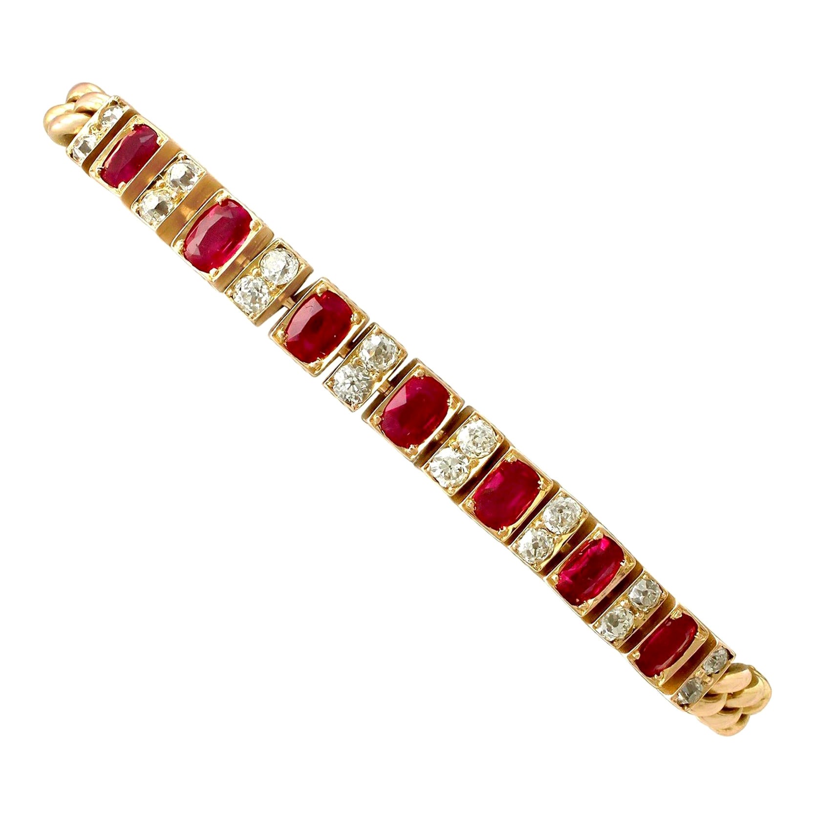 1900 Antique Ruby and Diamond Yellow Gold Bracelet at 1stDibs | antique ...