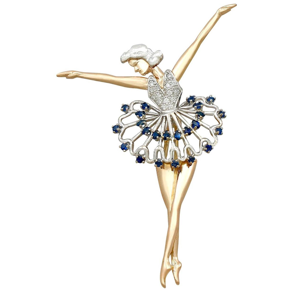 Gold Ballerina Brooch For Sale at 1stDibs