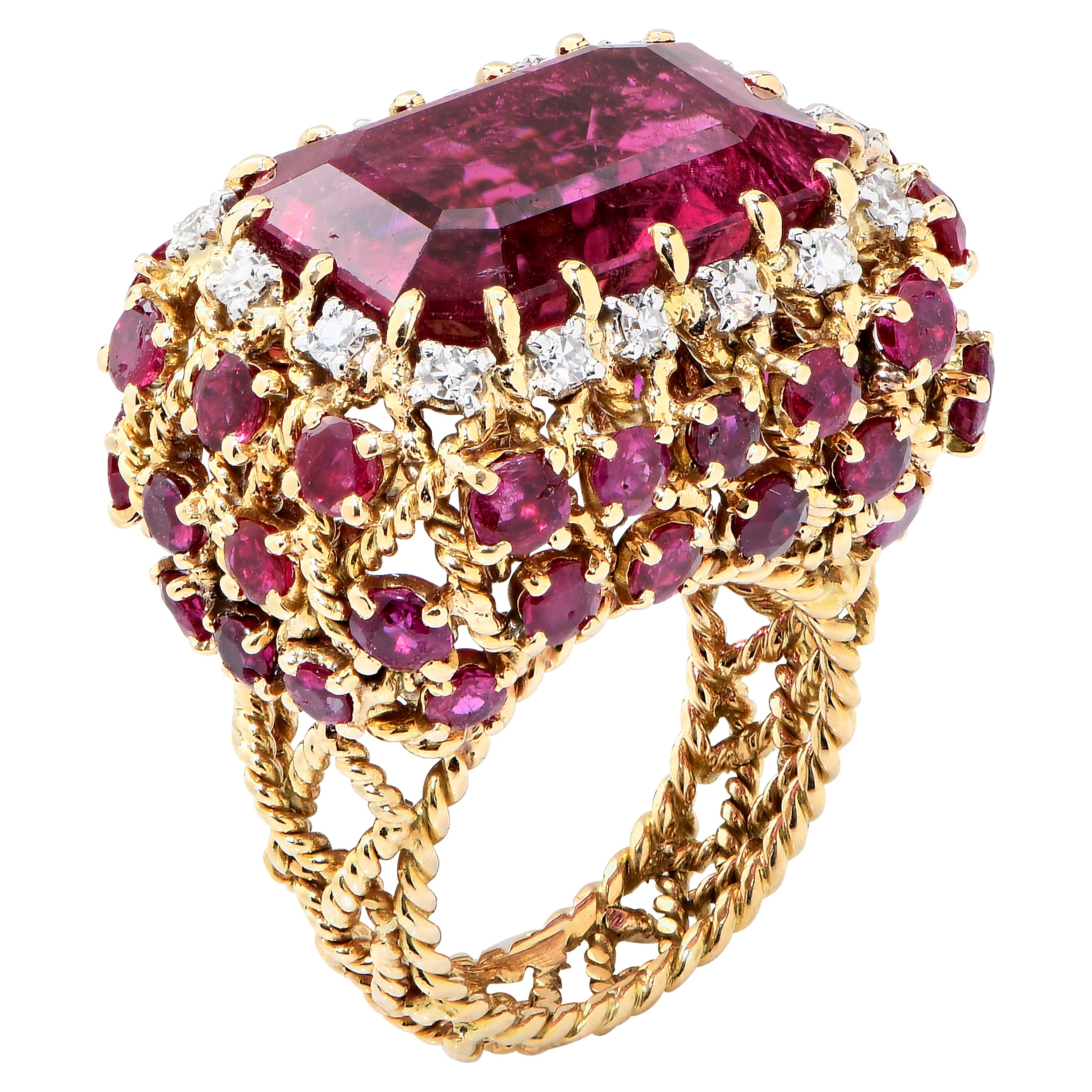 Rare Rubellite Diamond White Gold Ring at 1stDibs