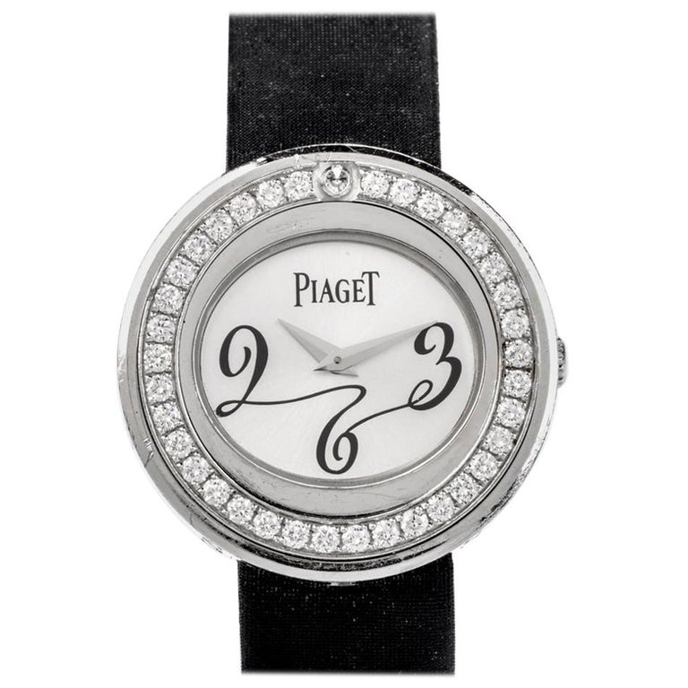 Piaget Possession Diamond Bezel 18 Karat Gold Black and Pink Strap ...