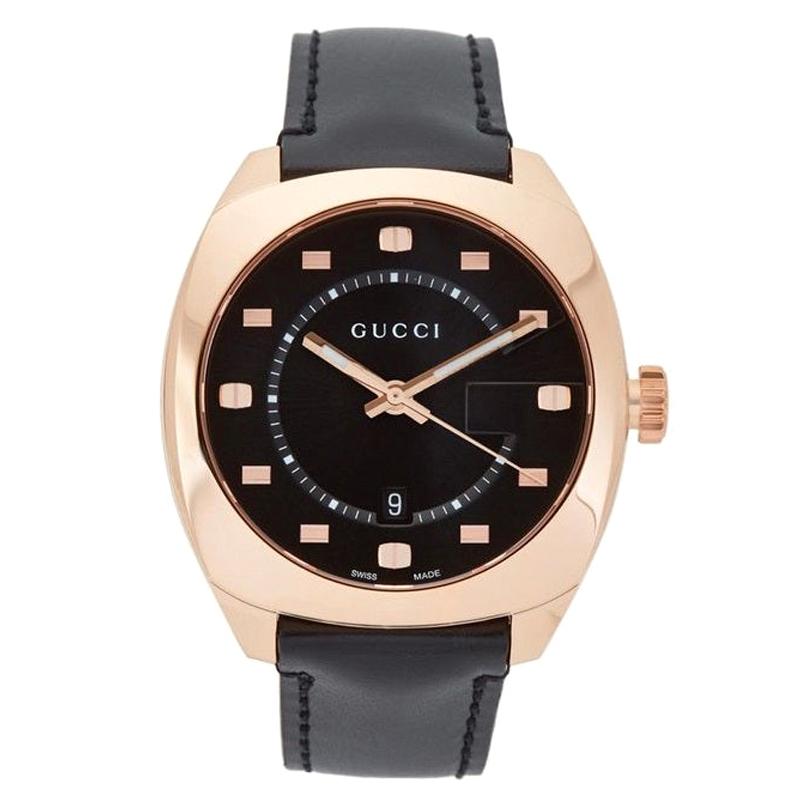 Gucci Black Dial Rose Gold-Tone Men's Watch YA142309 For Sale at ...