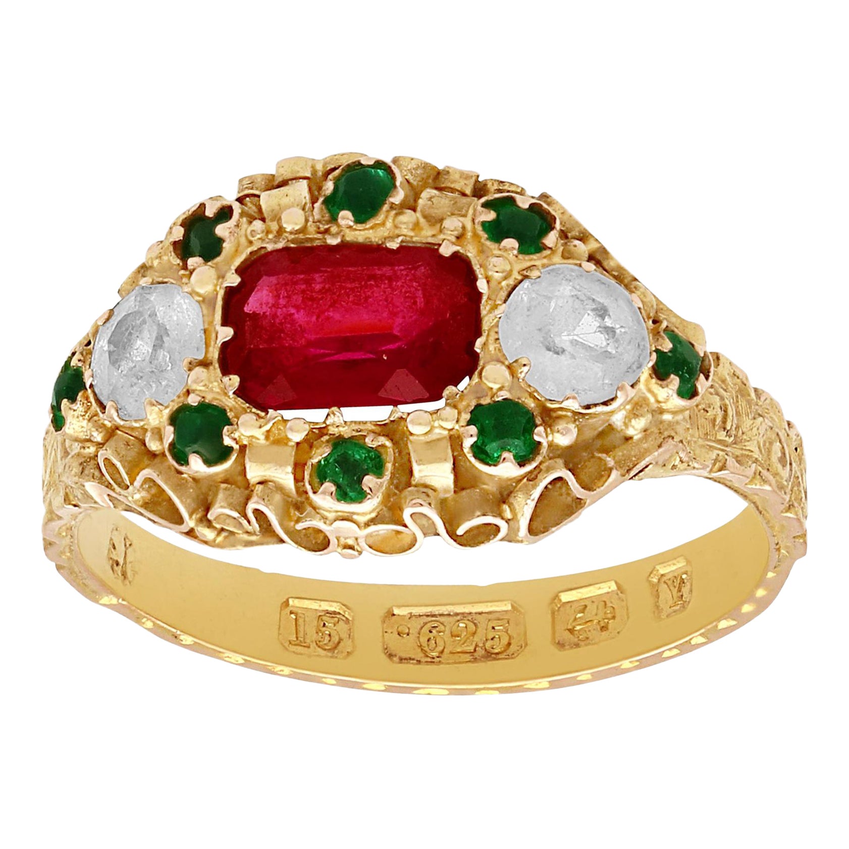 Joseph Harris Antique Natural Burmese Sapphire Diamond Cluster Ring For ...