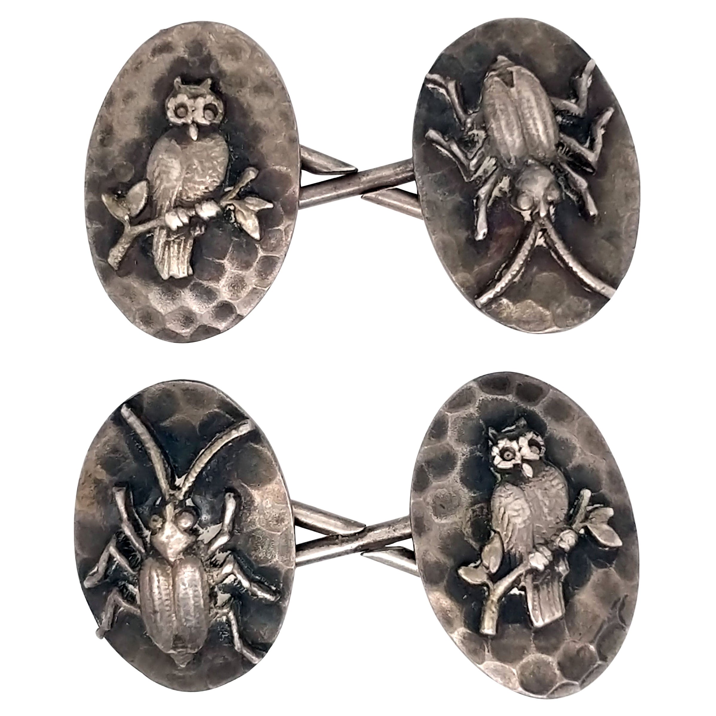 Antique Tetradrachm Coin Silver Cufflinks Athena Owl Wisdom Alpha Theta ...