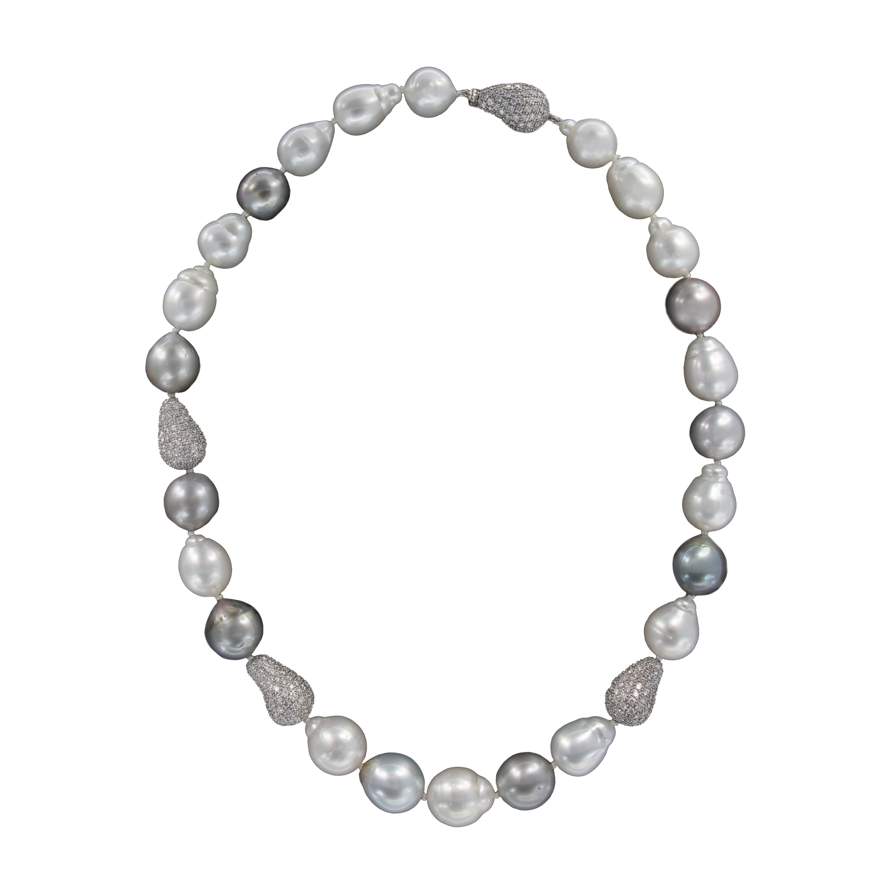 South Sea Pearl Diamond Rondelle Necklace For Sale at 1stDibs
