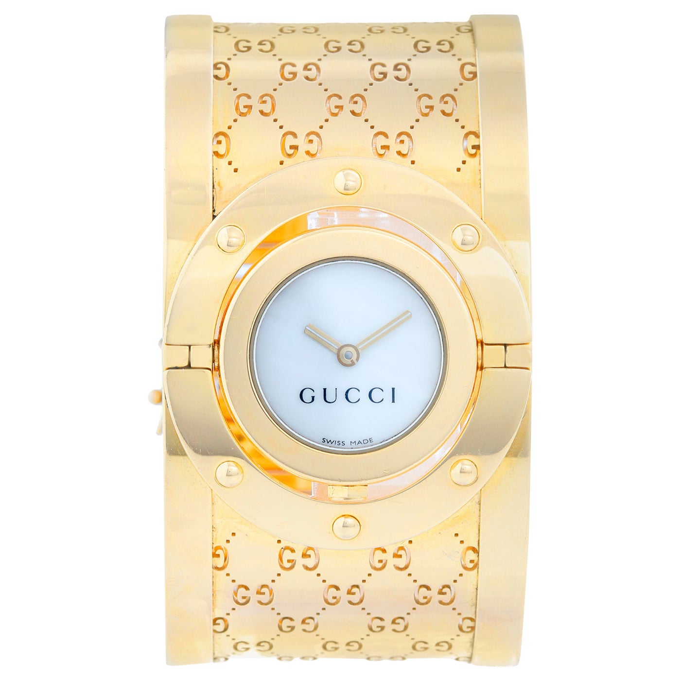 1980s Gucci Bangle Watch and Bezel Set at 1stDibs