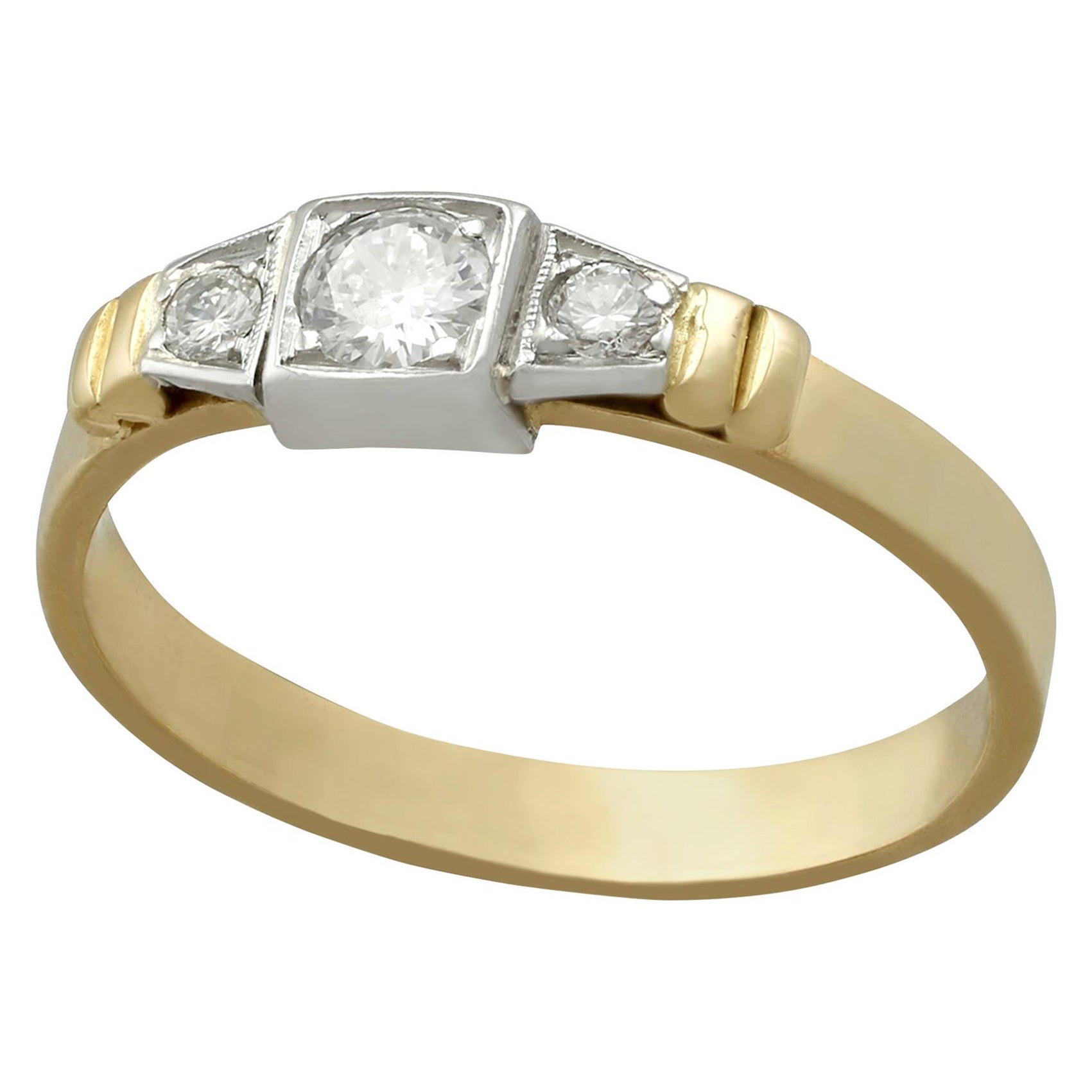1950s 14 Karat Gold Diamond Atomic Modernist Ring at 1stDibs