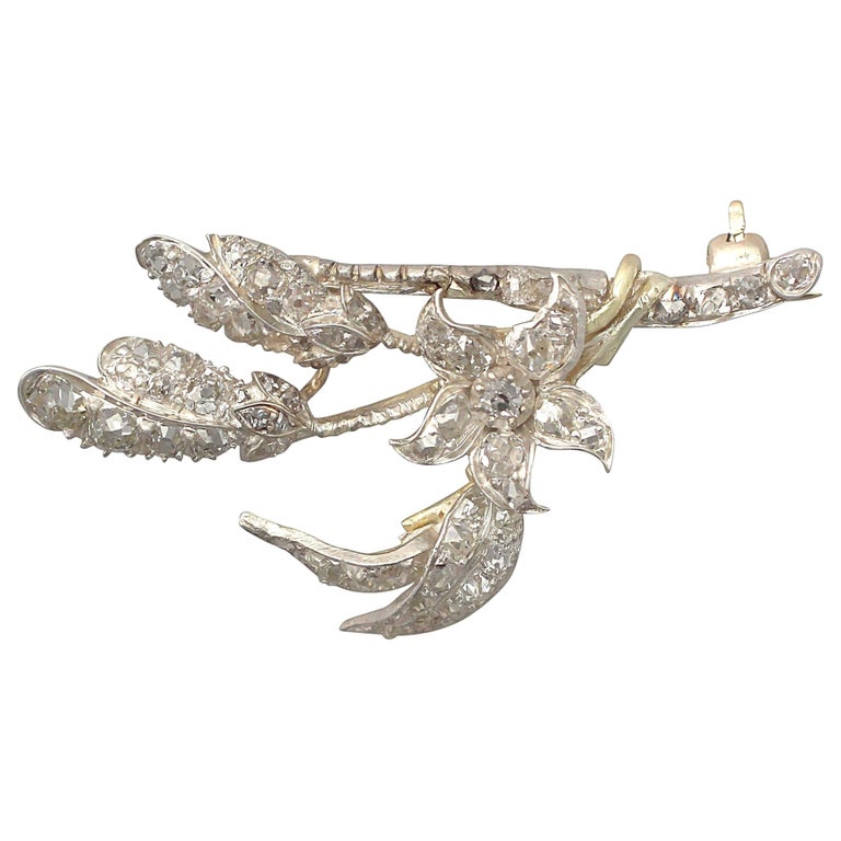 Antike viktorianische Brosche mit 1,25 Karat Diamant und Gelbgold ...