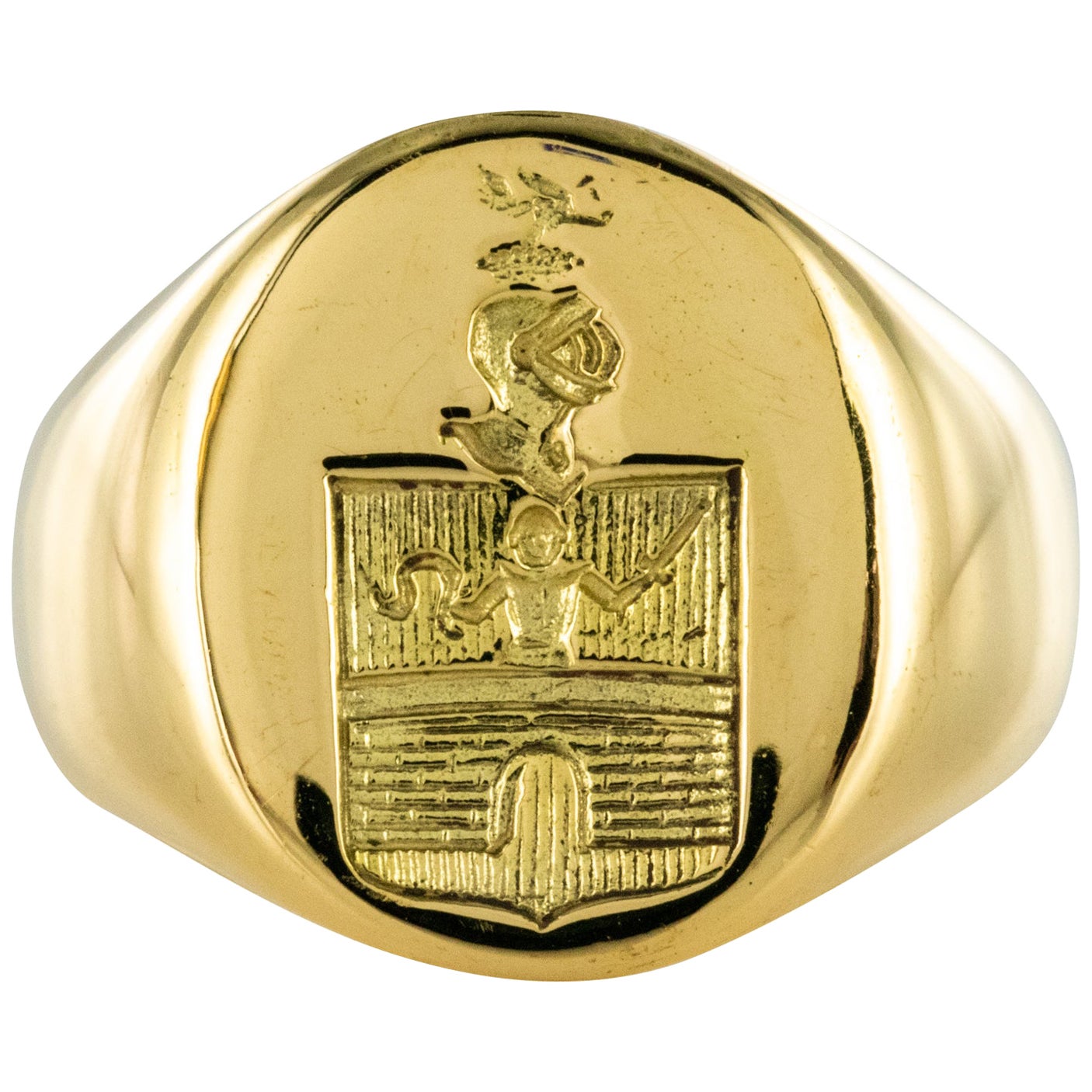 18 Karat Yellow Gold Men's Modern Signet Ring at 1stDibs