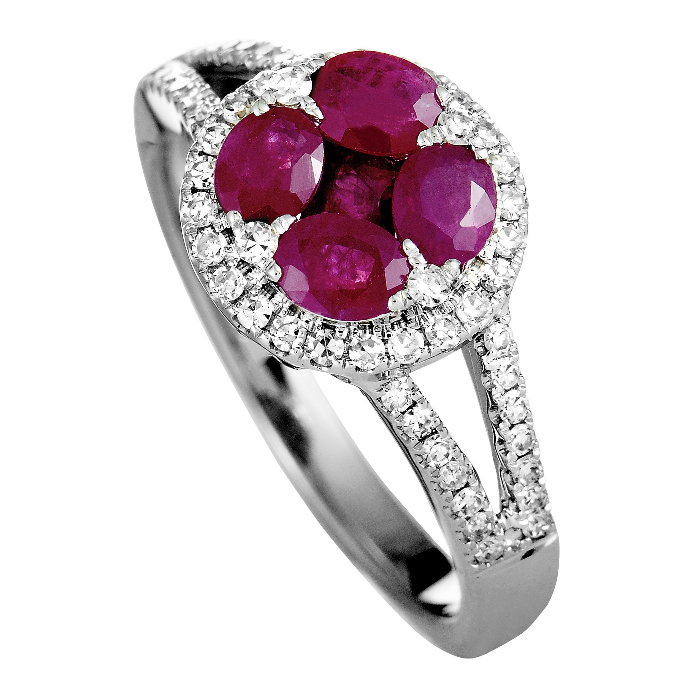 Kabana 14 Karat White Gold Round Diamond and Mother of Pearl Inlay Ring ...